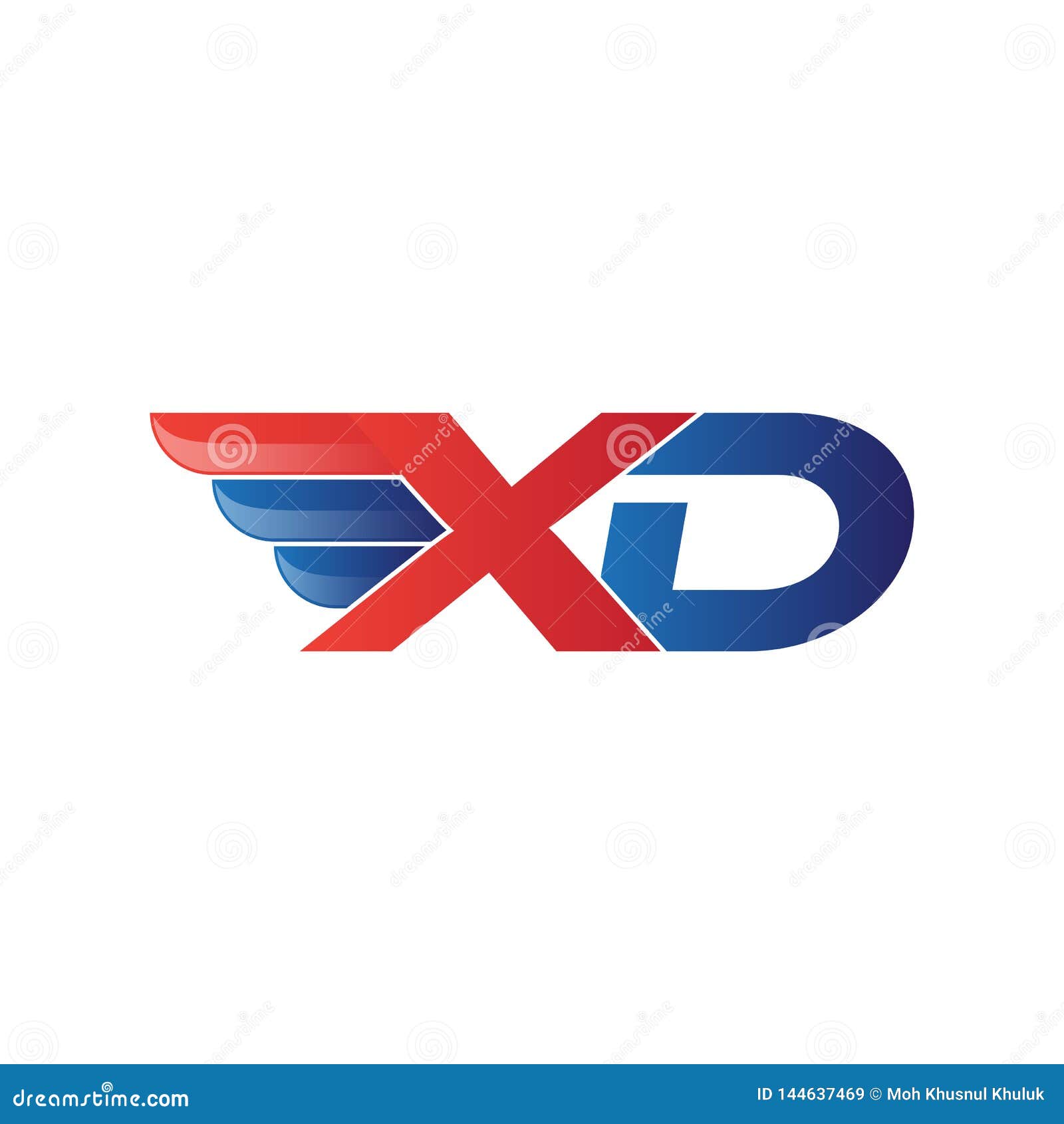 Fast Initial Letter XD Logo Vector Wing Stock Vector - Illustration of ...
