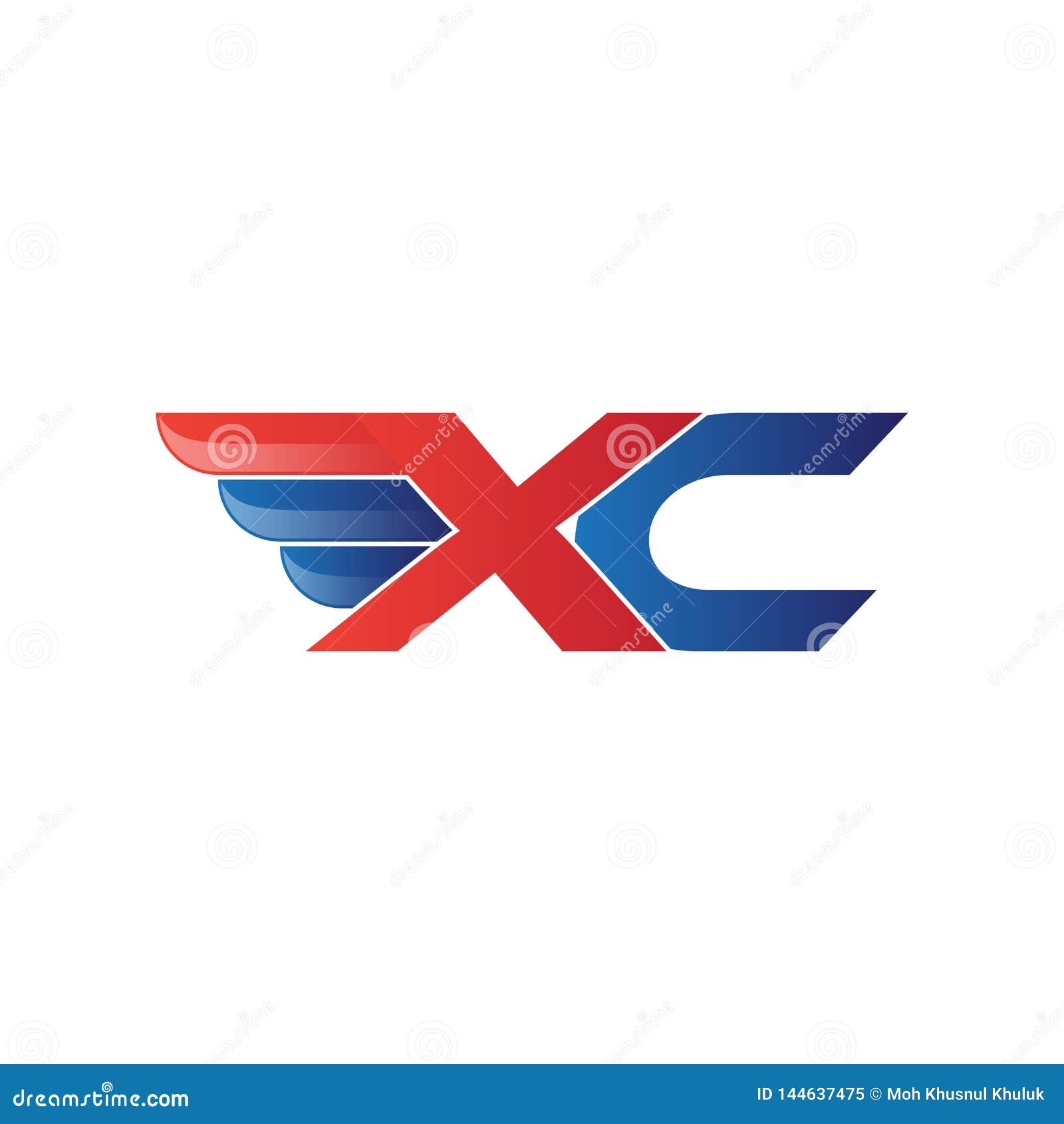 Fast Initial Letter XC Logo Vector Wing Stock Vector - Illustration of ...