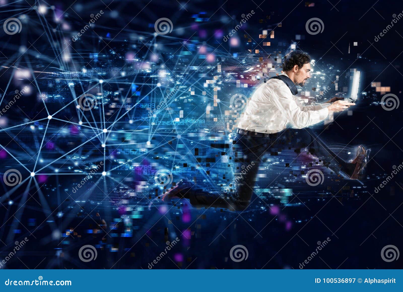 Fast Internet Connection Concept with Running Businessman Stock Image ...