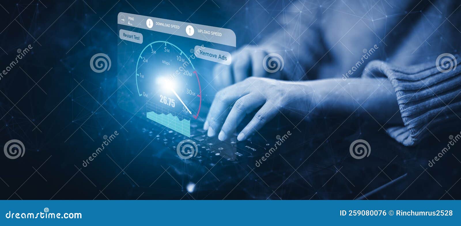 Fast Internet Connection with Metaverse Technology Concept, Hand ...