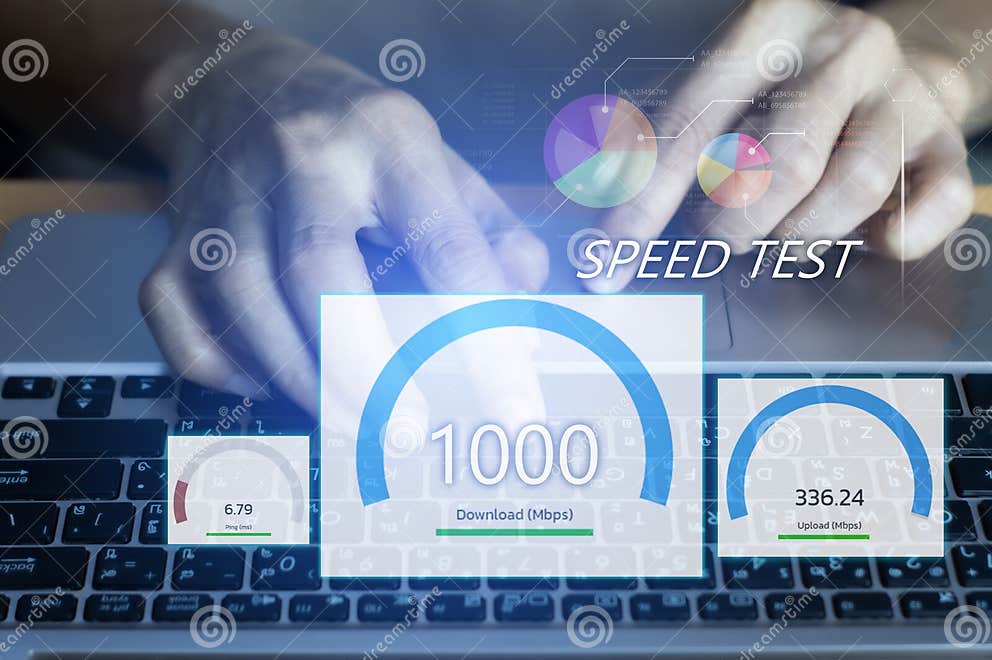 Fast Internet Connection Speedtest Network Bandwidth Technology Man ...
