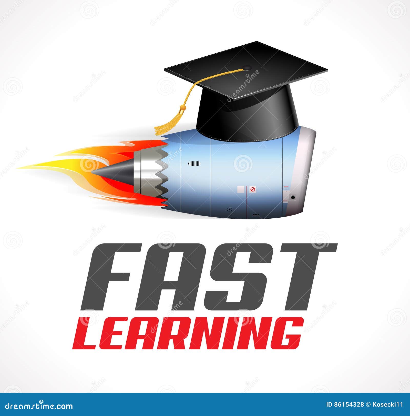 Fast Learning Concept - Turbo Jet Engine and Students Cap Stock Vector ...