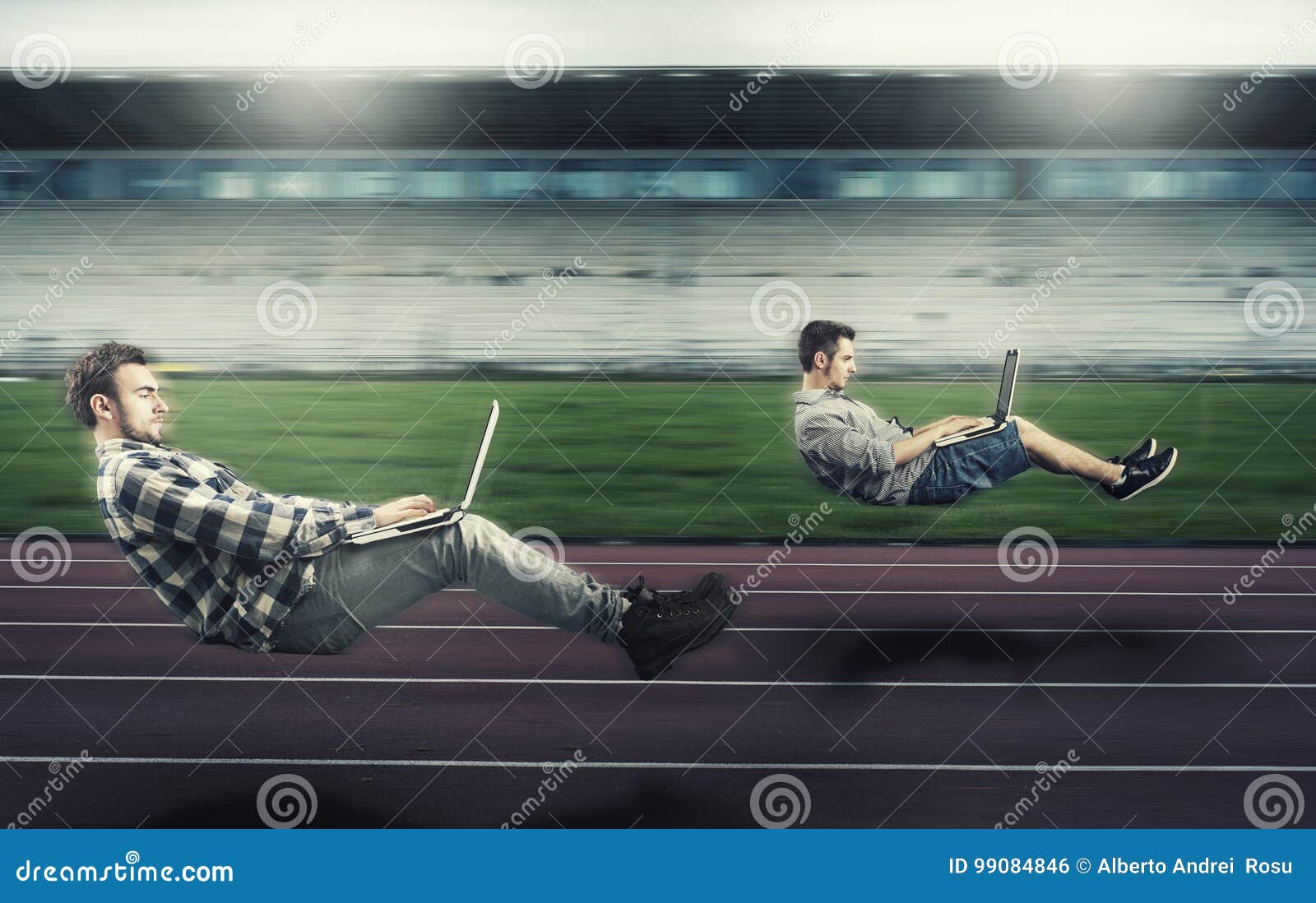 Fast Levitating Mans on a Running Track Stock Photo - Image of easy ...