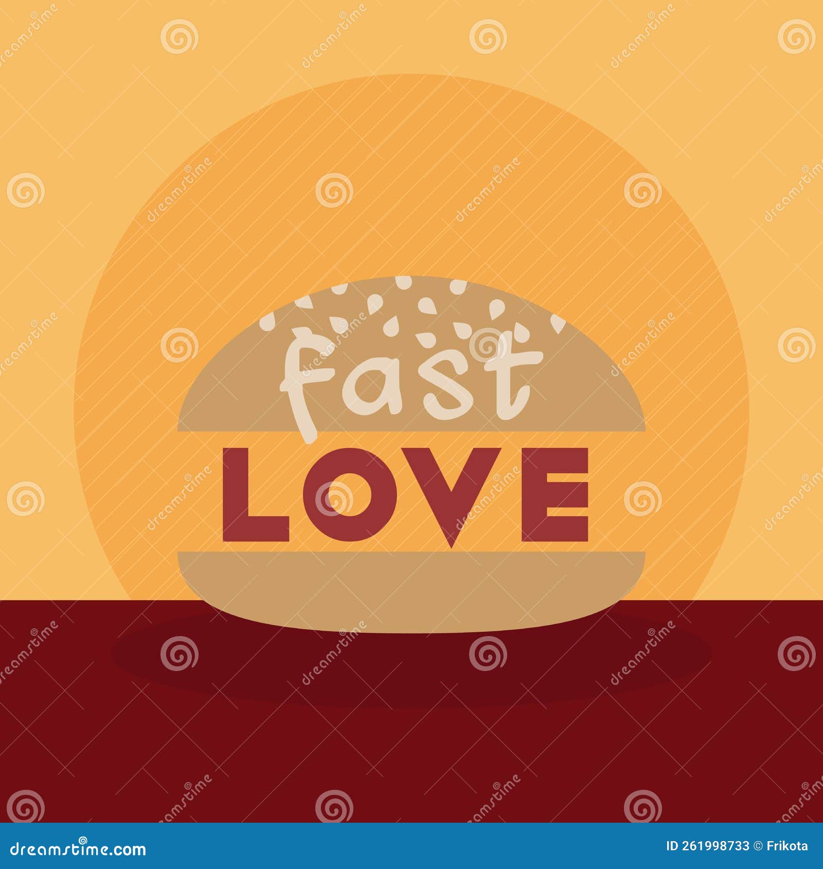 Fast Love Illustration. Hamburger Metaphor. Vector Illustration, Flat ...