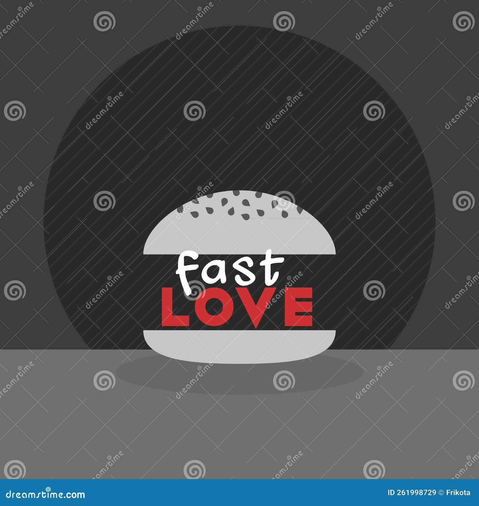 Fast Love Illustration. Hamburger Metaphor. Vector Illustration, Flat ...