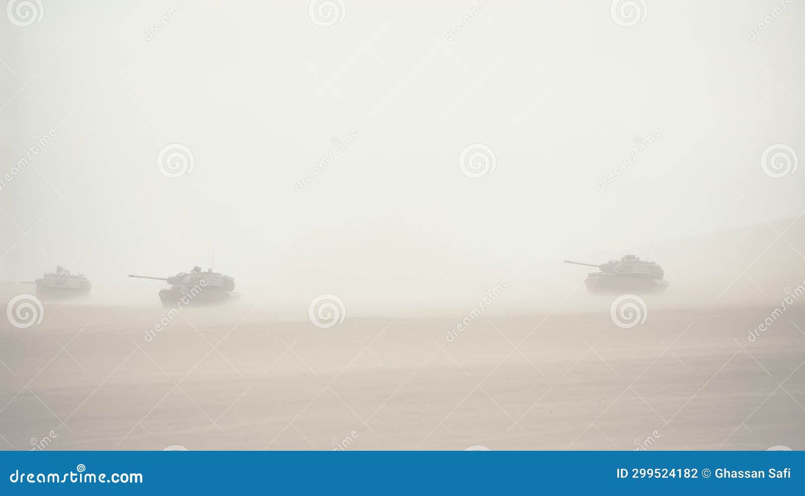 Fast Military Tanks Moving on Desert Dunes and Creating a Dusty Path ...