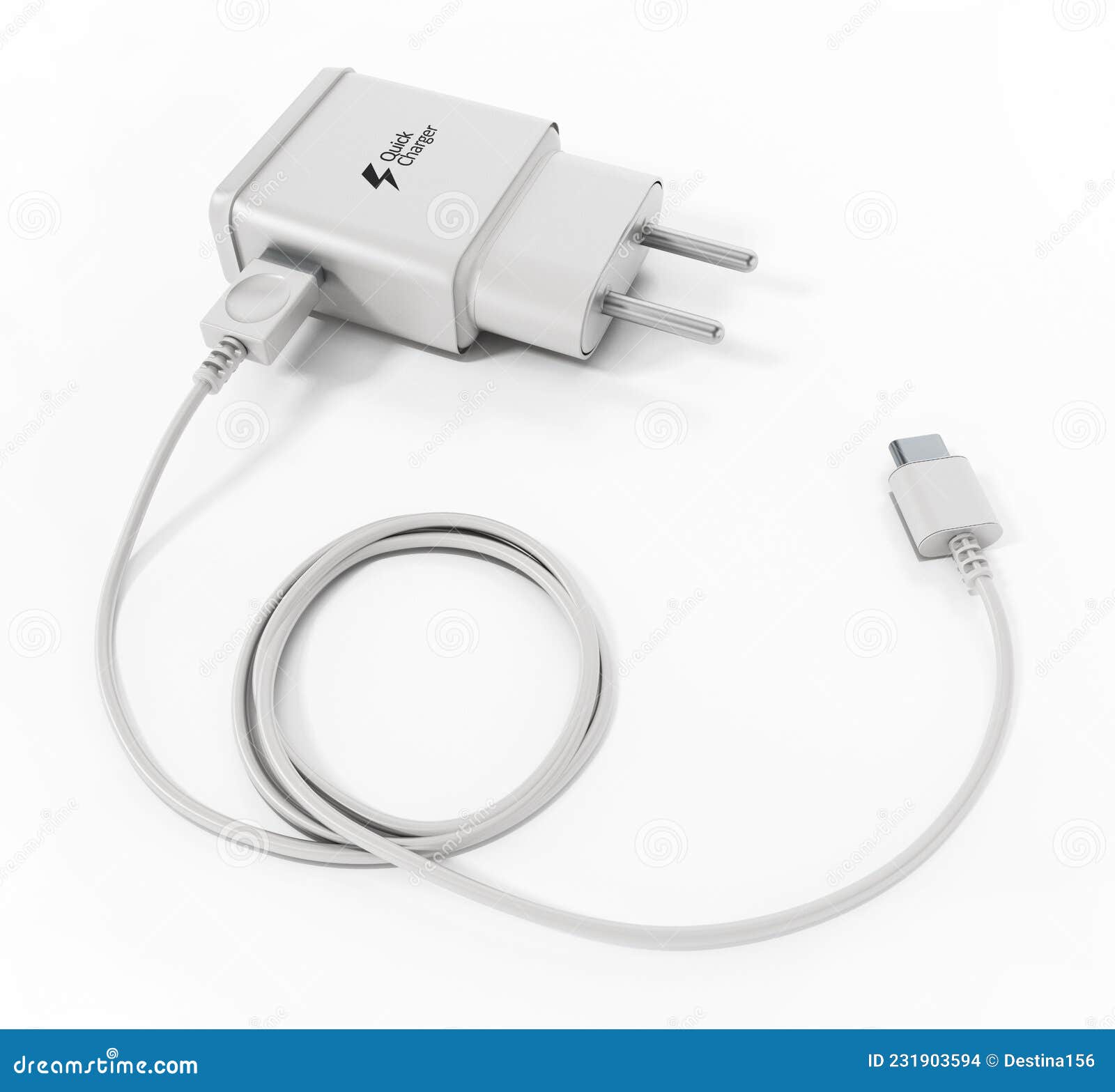 Fast Mobile Device Battery Charger Isolated on White Background. 3D ...