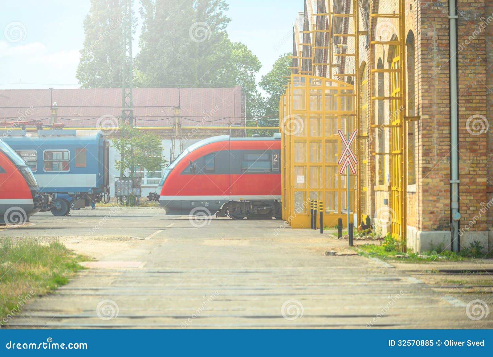 Fast and Modern Train Parking in the Garage Stock Image - Image of ...
