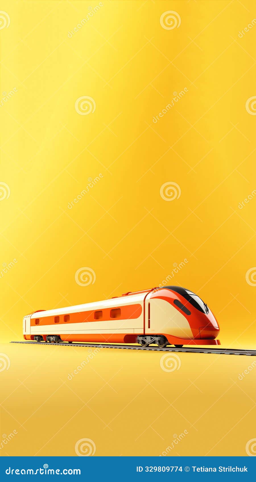 Fast Modern Train. White and Orange High-speed Train. Sleek Train on ...
