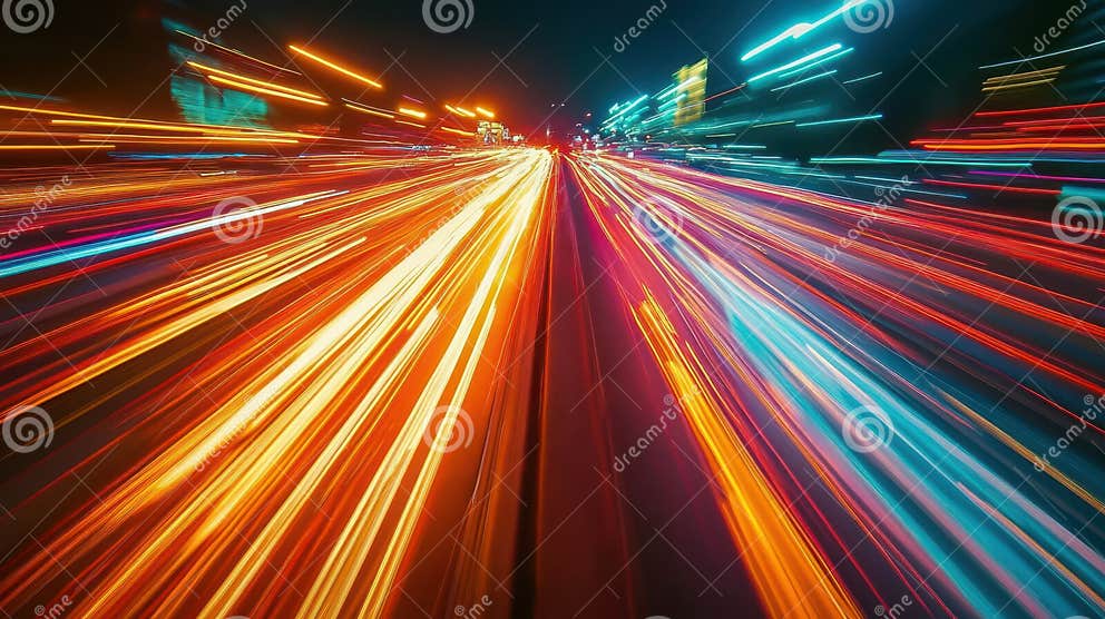 Fast Motion Light Trails Representing Technological Progress and ...