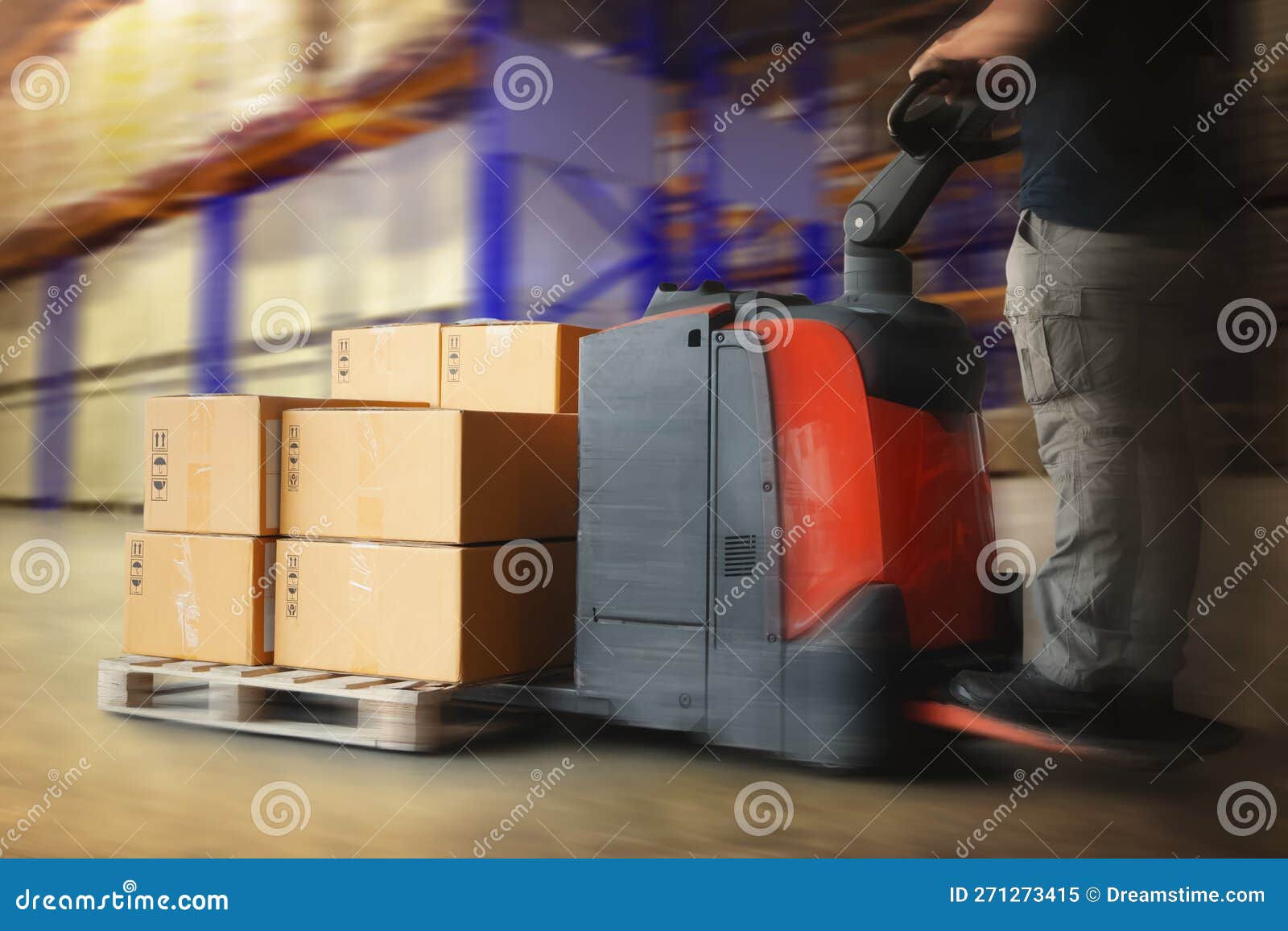 Fast Motion of Workers Unloading Package Boxes on Pallets in Storage ...