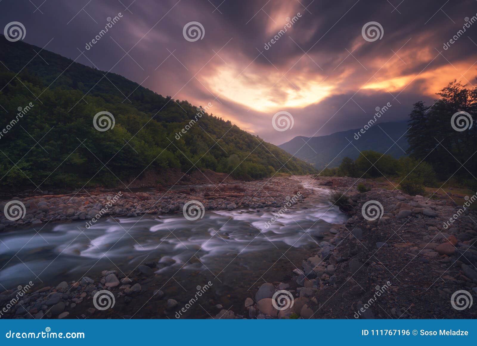 Fast Mountain River Flowing in Sunset Time Stock Photo - Image of mood ... Fast Mountain River Flowing in Sunset Time Stock Photo - Image of mood ...