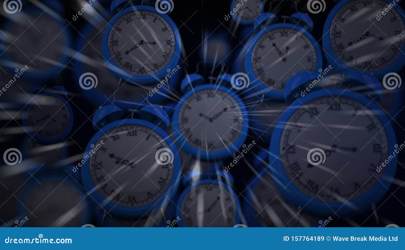 Fast moving alarm clocks stock video. Video of communication - 157764189