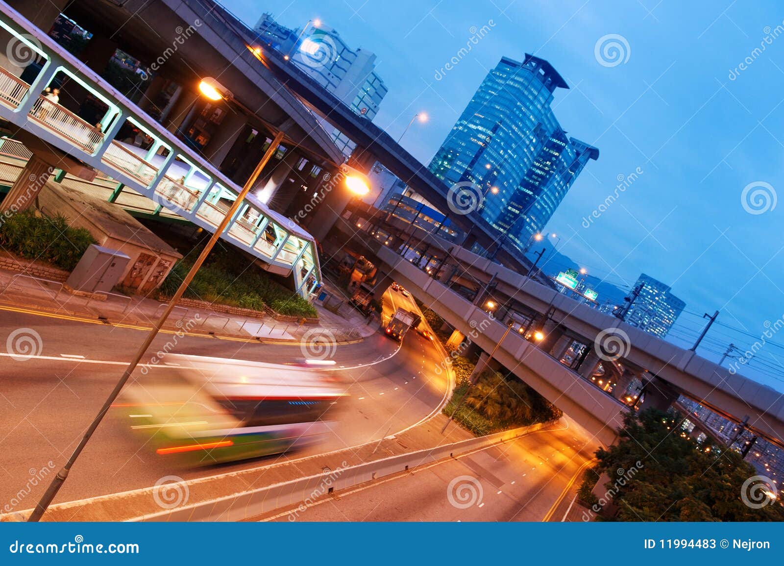 Fast moving bus at night stock image. Image of evening - 11994483