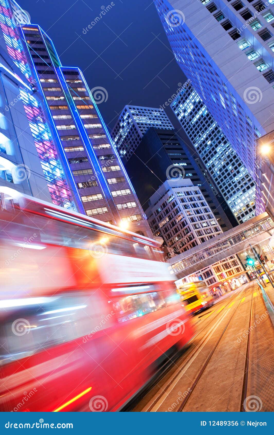 Fast moving bus at night stock photo. Image of dramatic - 12489356