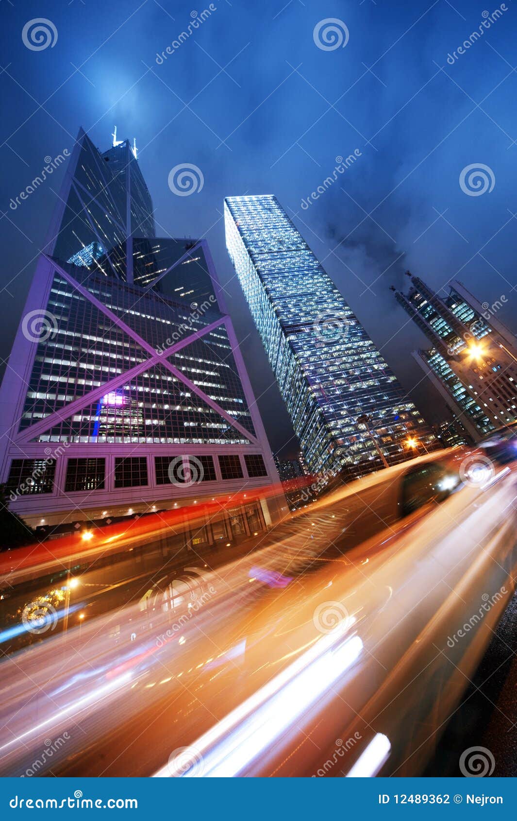 Fast moving bus at night stock photo. Image of evening - 12489362