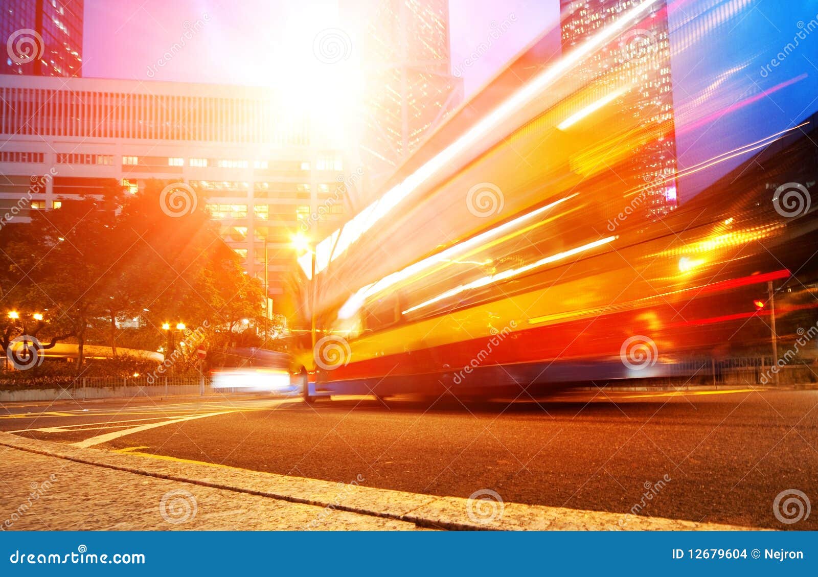 Fast moving bus at night stock photo. Image of dark, motion - 12679604