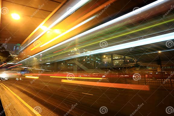Fast moving bus at night stock photo. Image of cityscape - 13145636