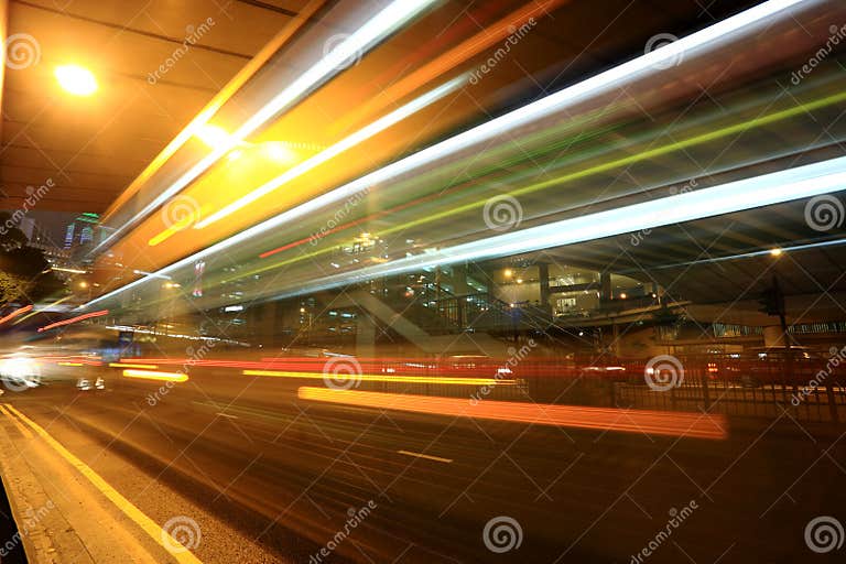 Fast moving bus at night stock photo. Image of cityscape - 13145636