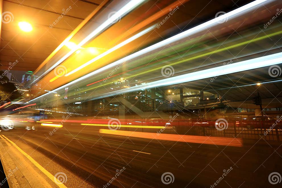 Fast moving bus at night stock photo. Image of cityscape - 13145636