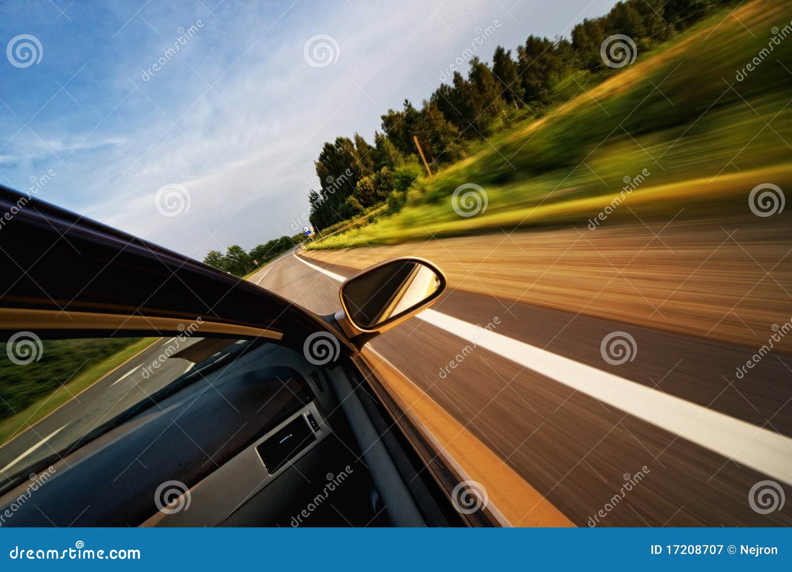 Fast moving car stock image. Image of forest, mirror - 17208707