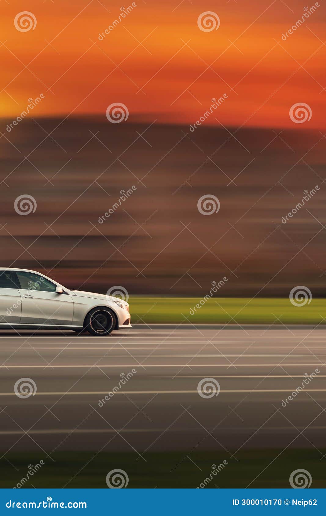 A Fast Moving Car. Car with Abstract Speed Blur Background in Evening ...