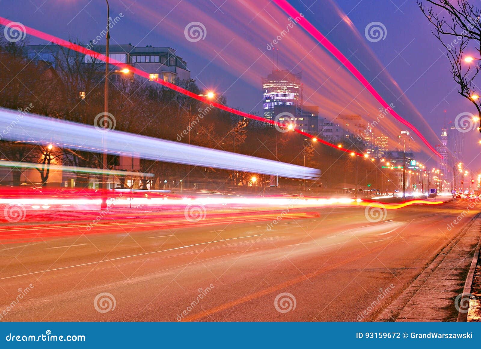Fast Moving Car Light in City at Night Stock Photo - Image of ...