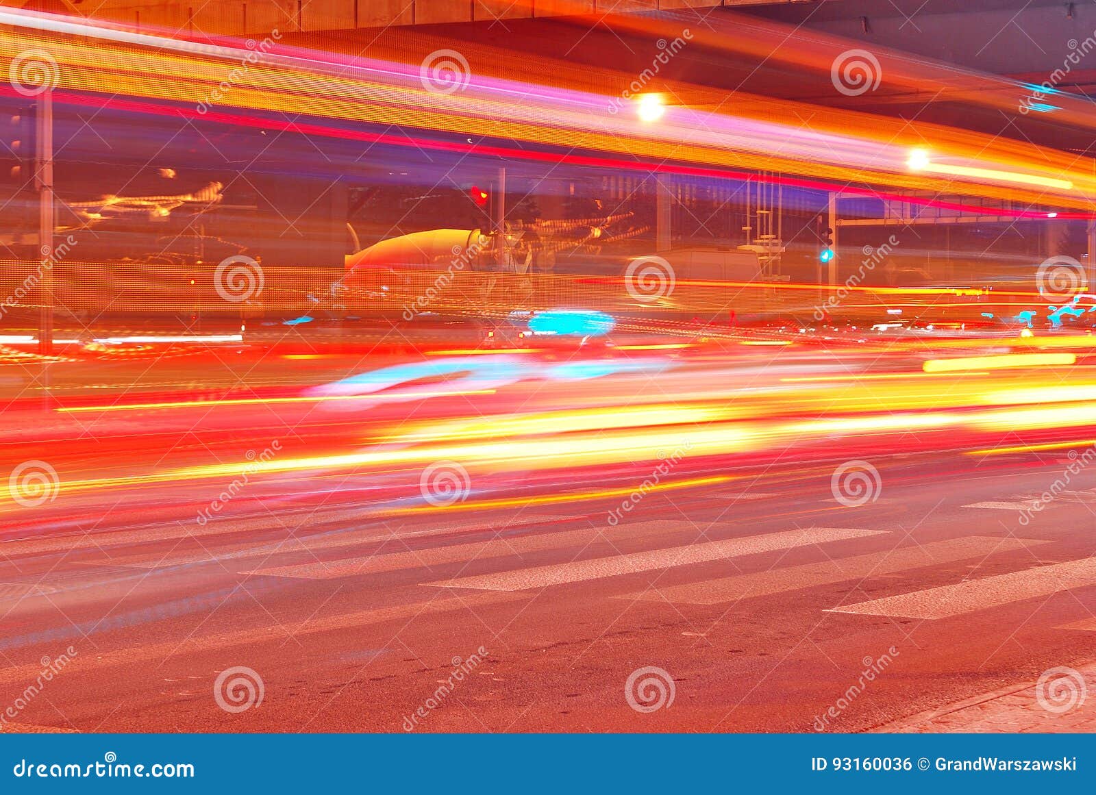Fast Moving Car Light in City at Night Stock Photo - Image of district ...