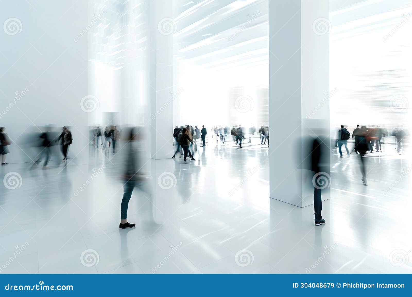 Fast Moving Crowd of People on a Busy Office with Long Exposure ...