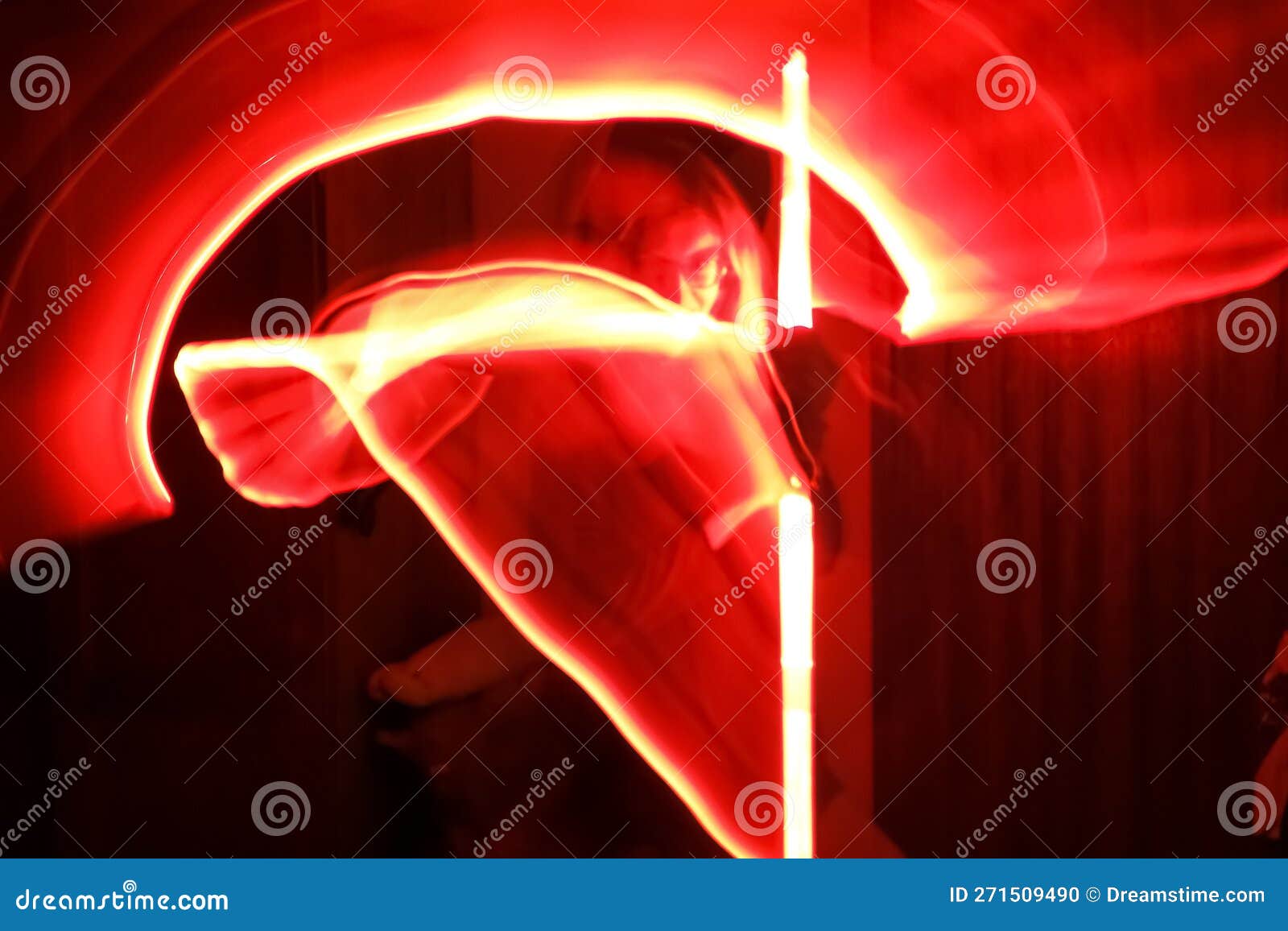 Fast Moving Lightsaber Fun in the Dark . Red Glowing Lightning Effect ...