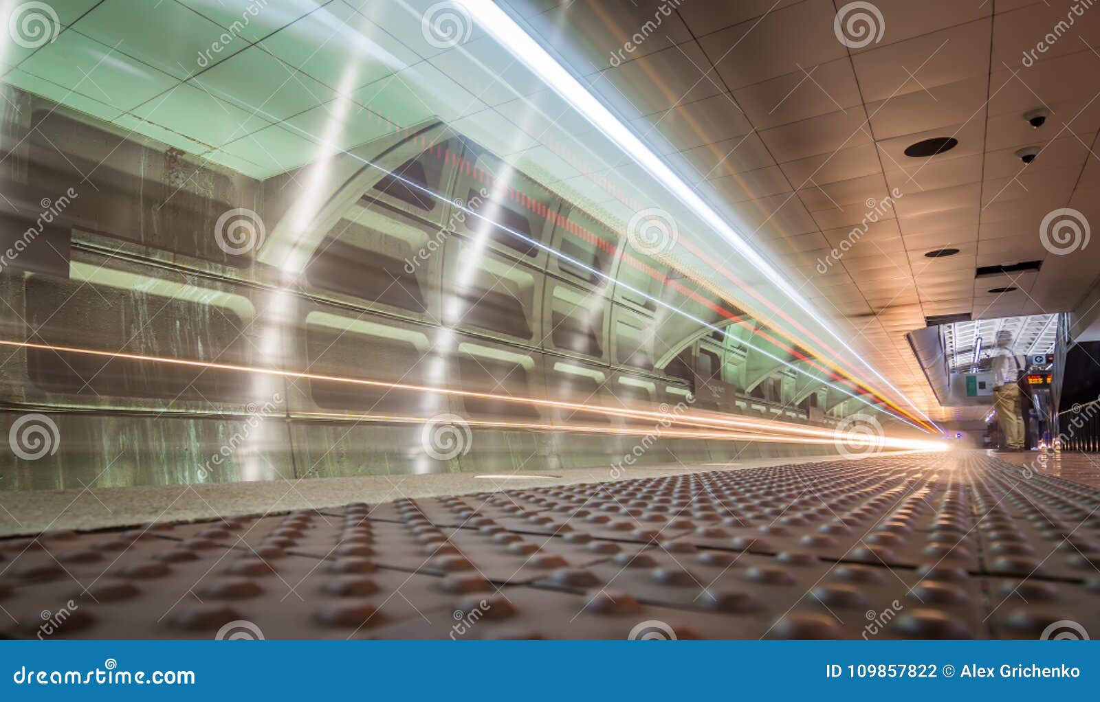 Fast Moving Long Exposure of Subway Train Underground Tunnel Stock ...