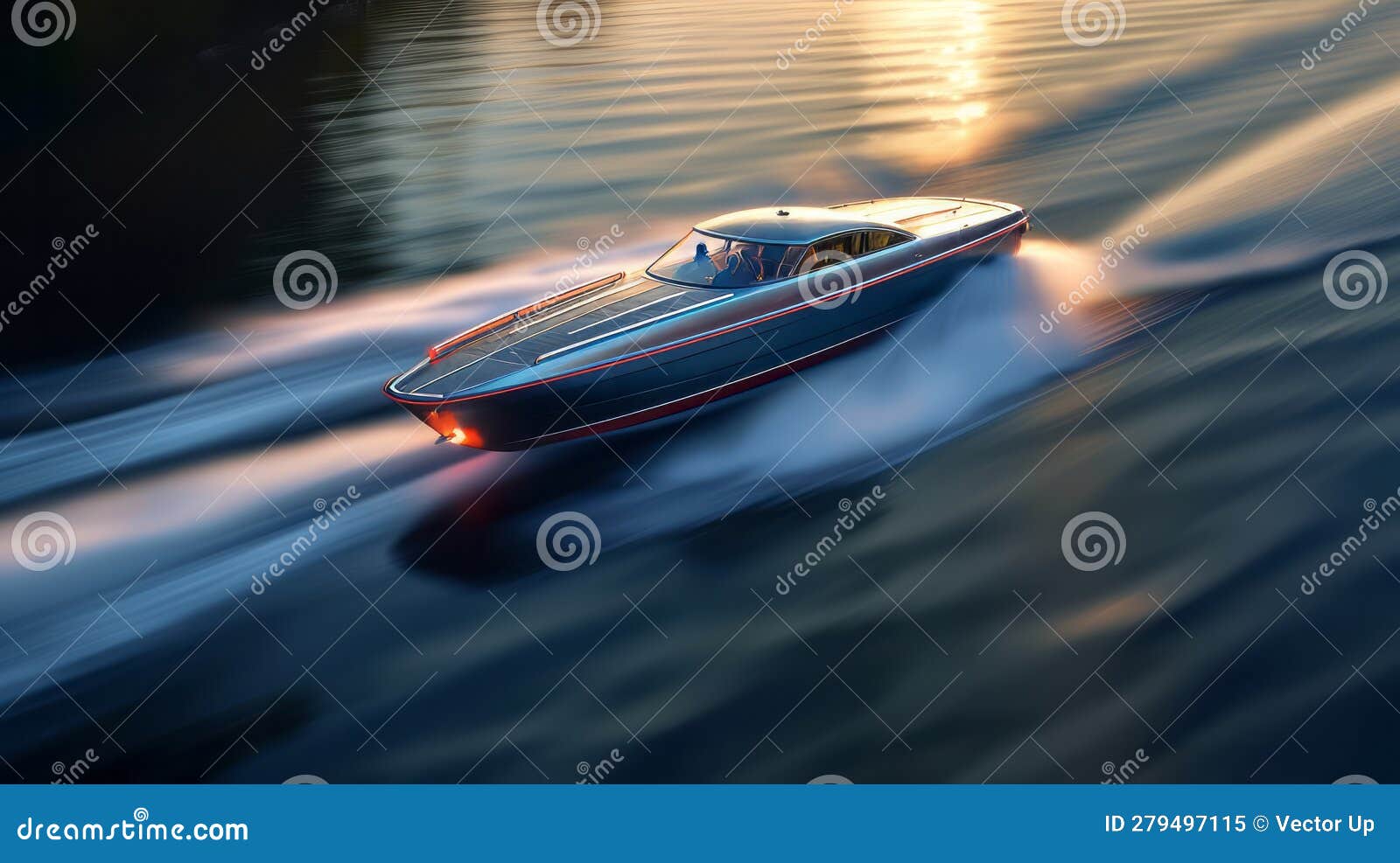 Fast Moving Motor Boat in the Lake or River. Generative AI Stock ...