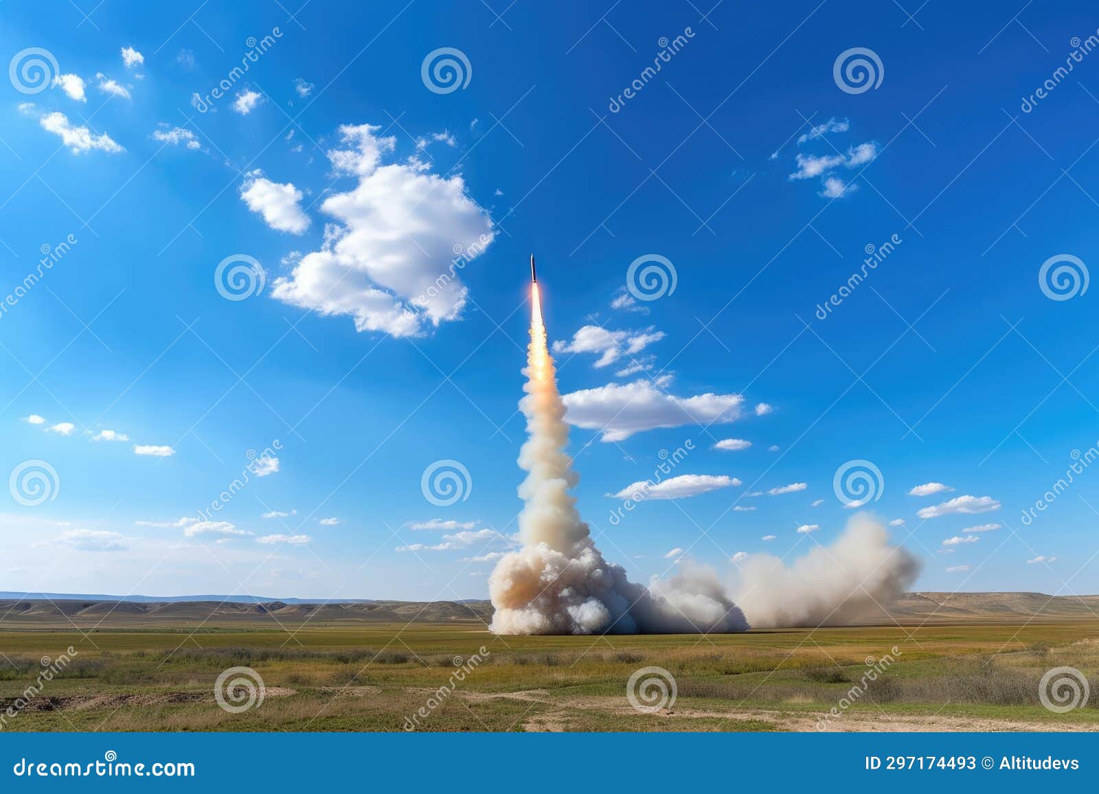 Fast-moving Rocket in Clear Blue Sky, after Launch Stock Image - Image ...