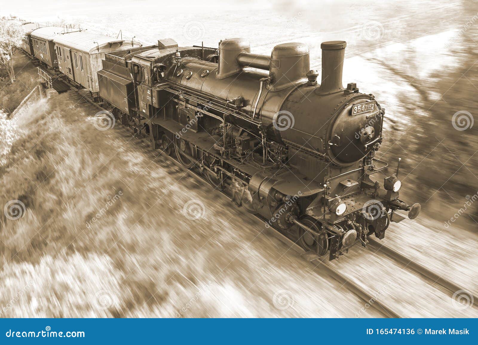 Fast Moving Steam Train while Driving between Fields Stock Photo ...