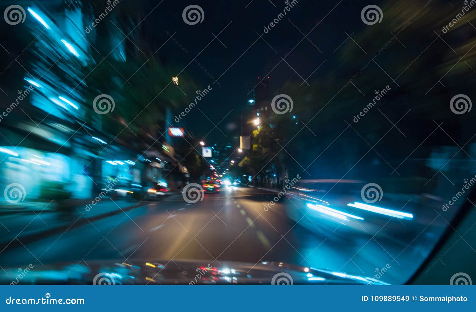 Fast Moving Traffic Light Trails at Night in Bangkok, Blur Stock Image ...
