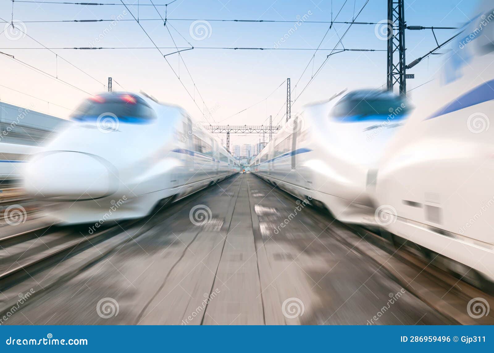 Fast moving train stock photo. Image of perspective - 286959496