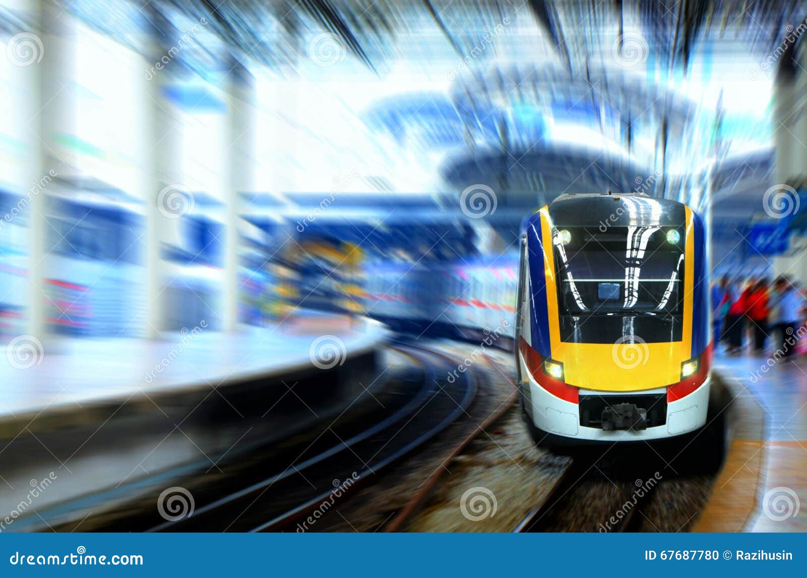 Fast Moving Train Leaving Station Platform Stock Photo - Image of move ...