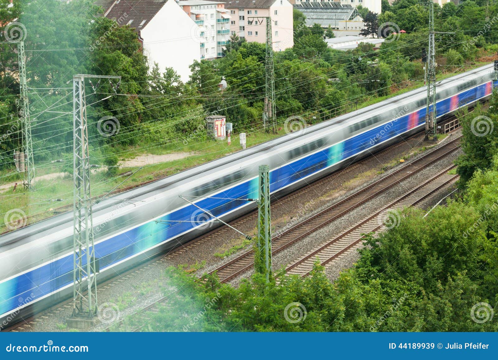 Fast Moving Train with Red Stripe Stock Image - Image of high, railroad ...