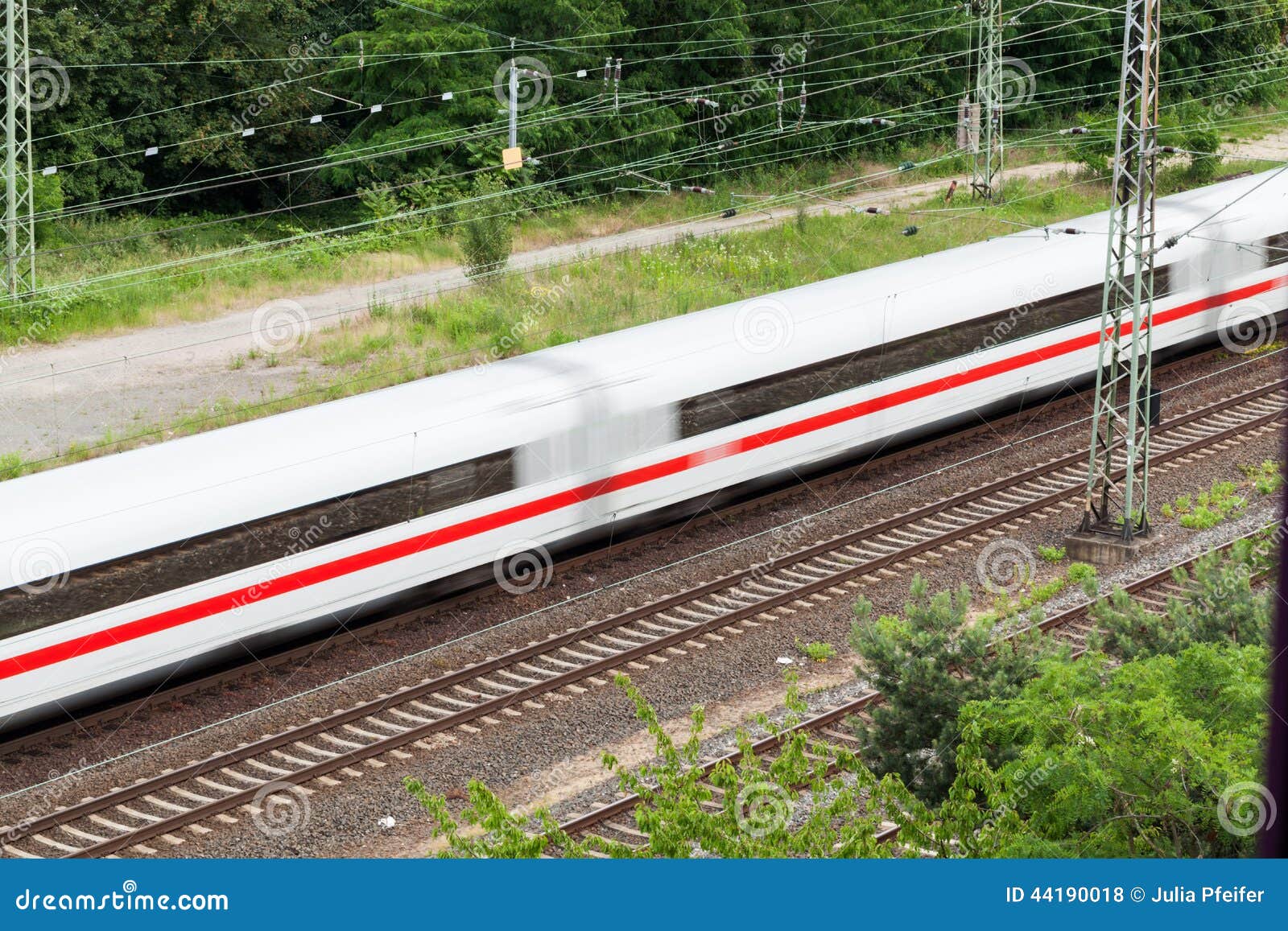 Fast Moving Train with Red Stripe Stock Photo - Image of countryside ...