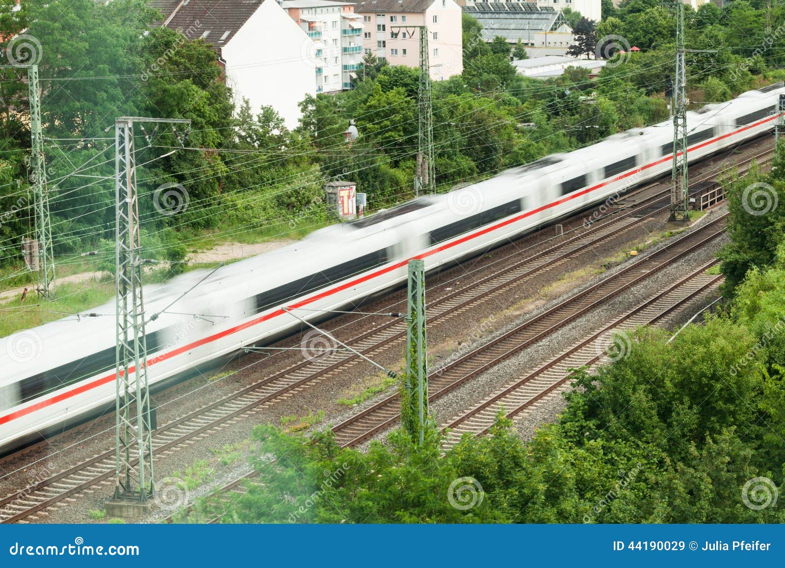 Fast Moving Train with Red Stripe Stock Image - Image of travel ...