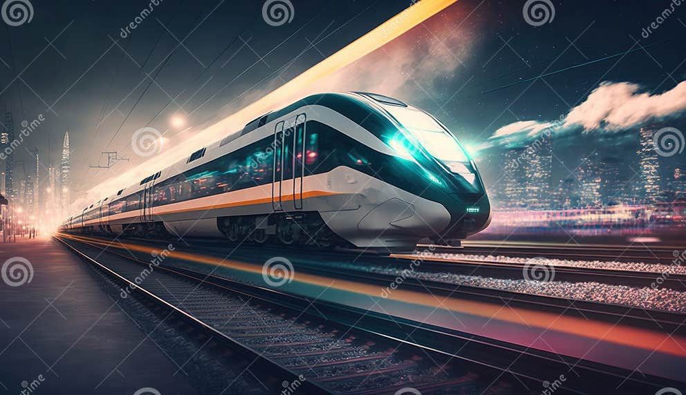 Train in Motion Blur Train in Motion Fast Moving Train Generative AI ...