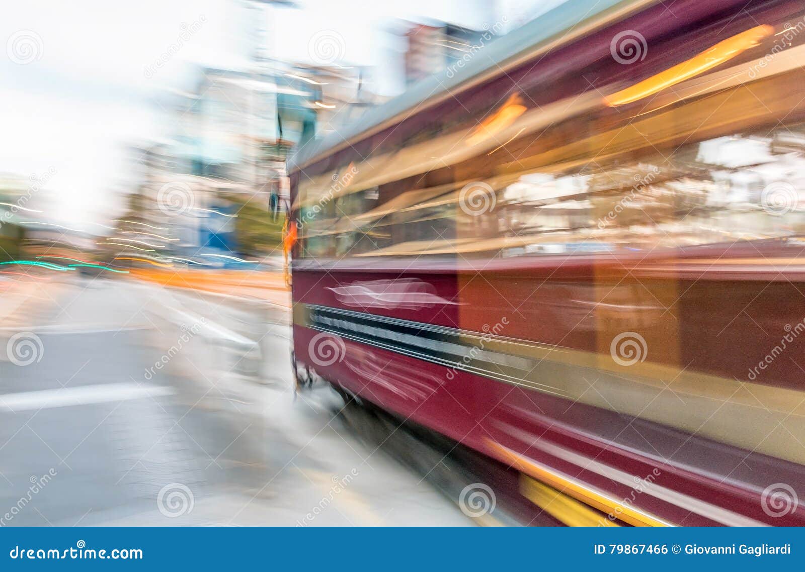 Fast Moving Tram in Melbourne Street, Australia Stock Photo - Image of ...