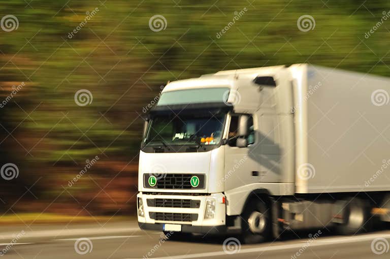 Fast moving white truck stock photo. Image of vehicle - 27338412
