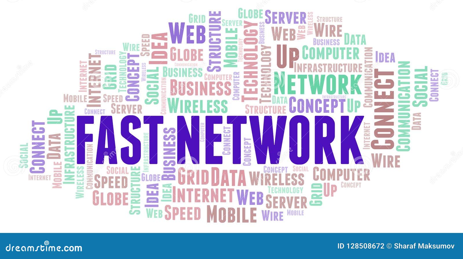 Fast Network word cloud. stock illustration. Illustration of internet ...