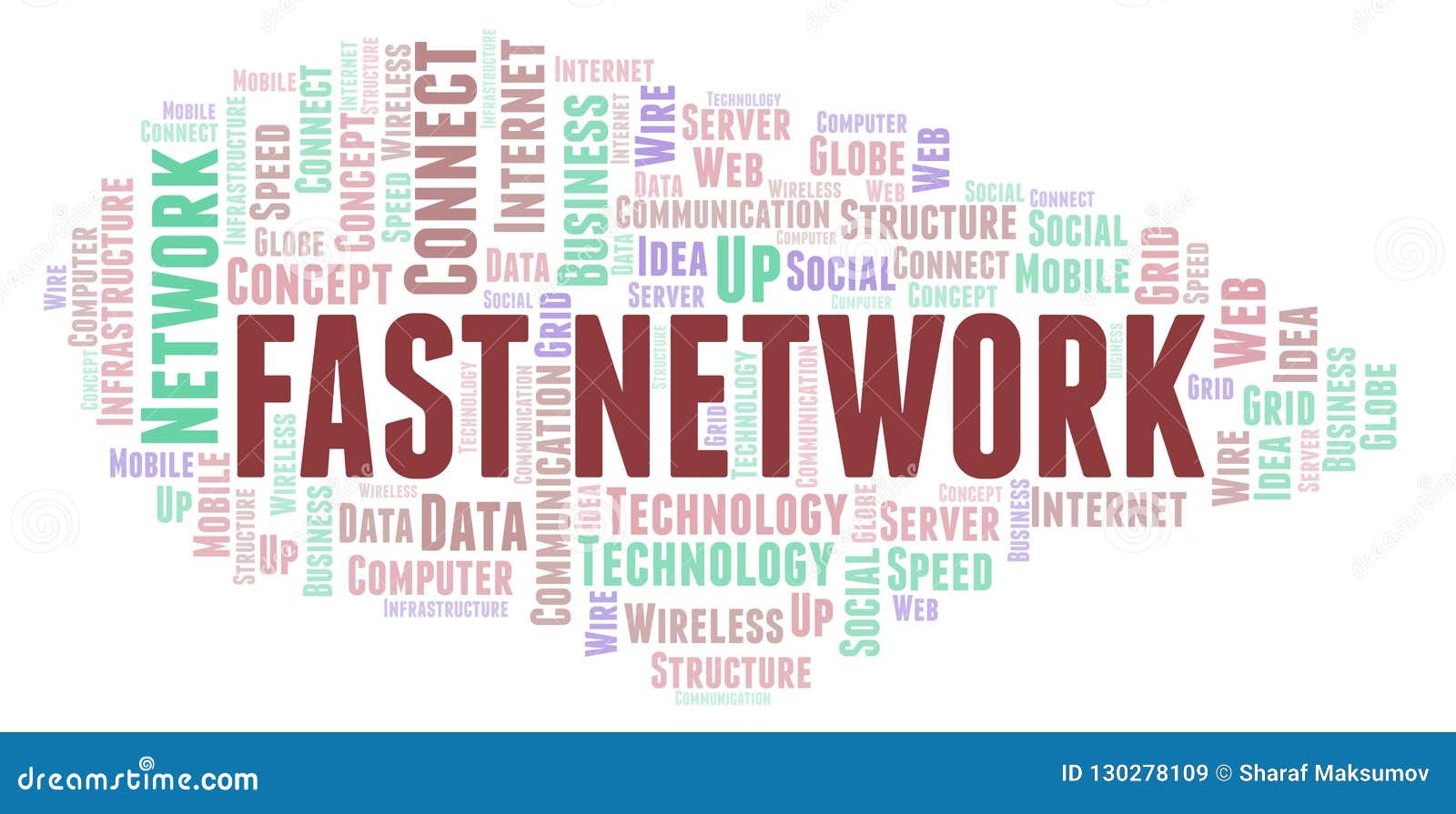 Fast Network word cloud. stock illustration. Illustration of wordcloud ...