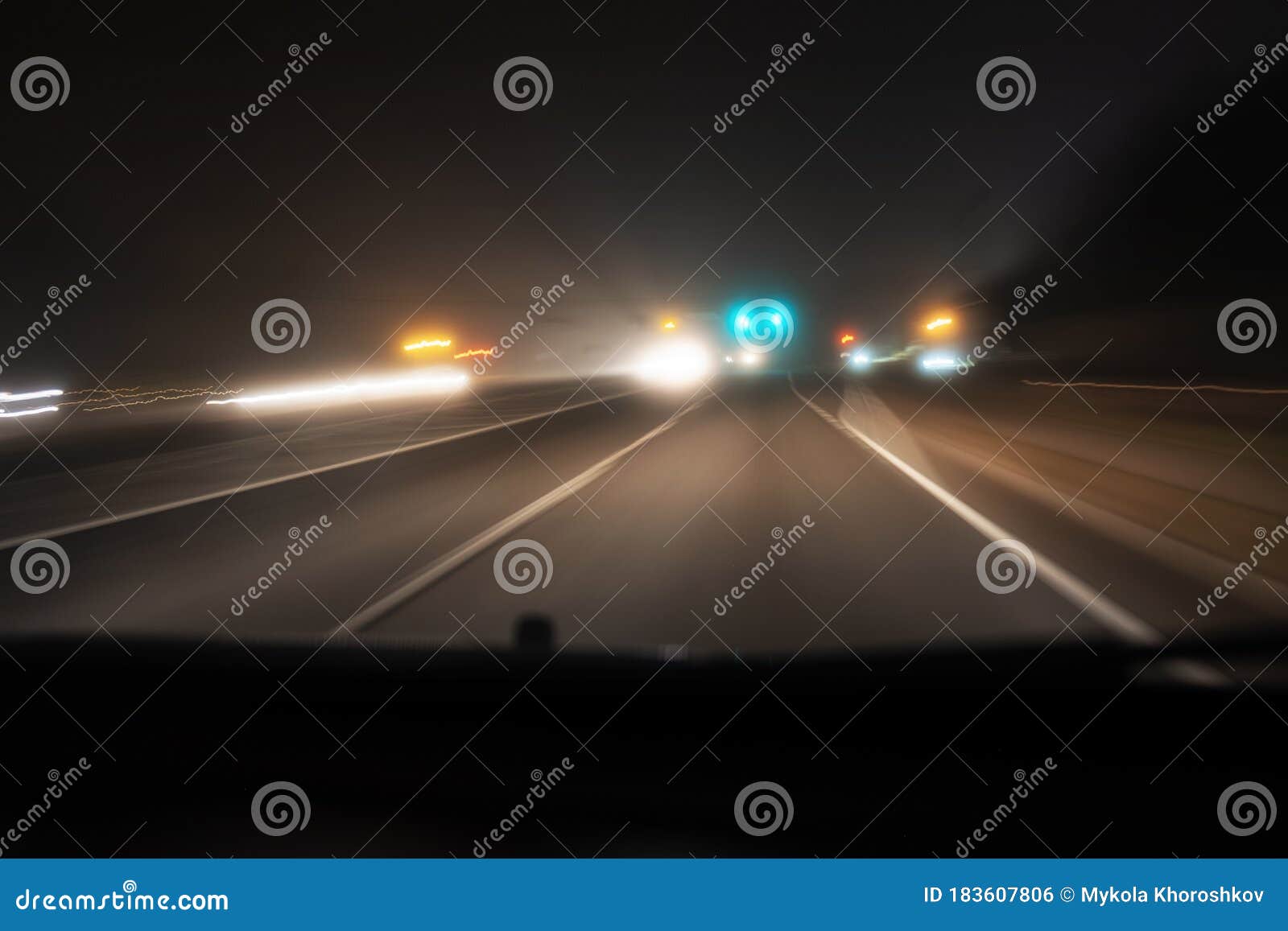 Fast Night Driving on Highway Stock Photo - Image of lines, drive ...