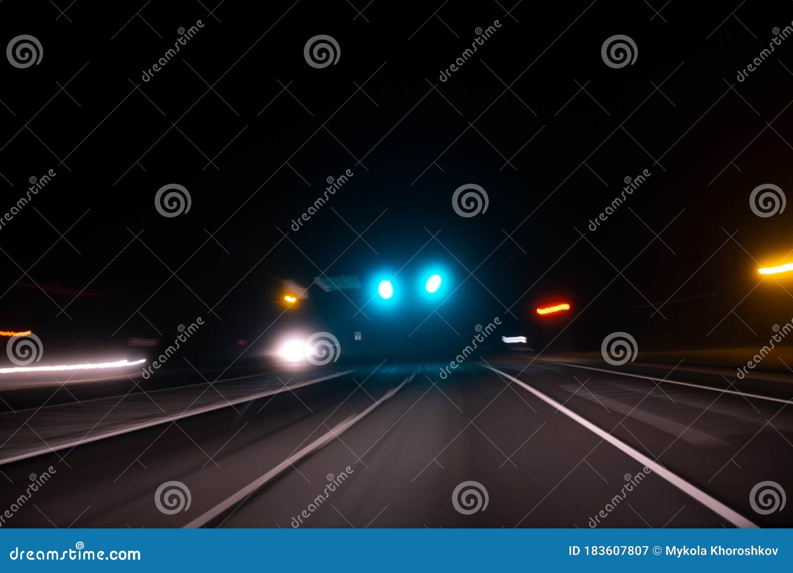 Fast Night Driving on Highway Stock Image - Image of urban, dark: 183607807
