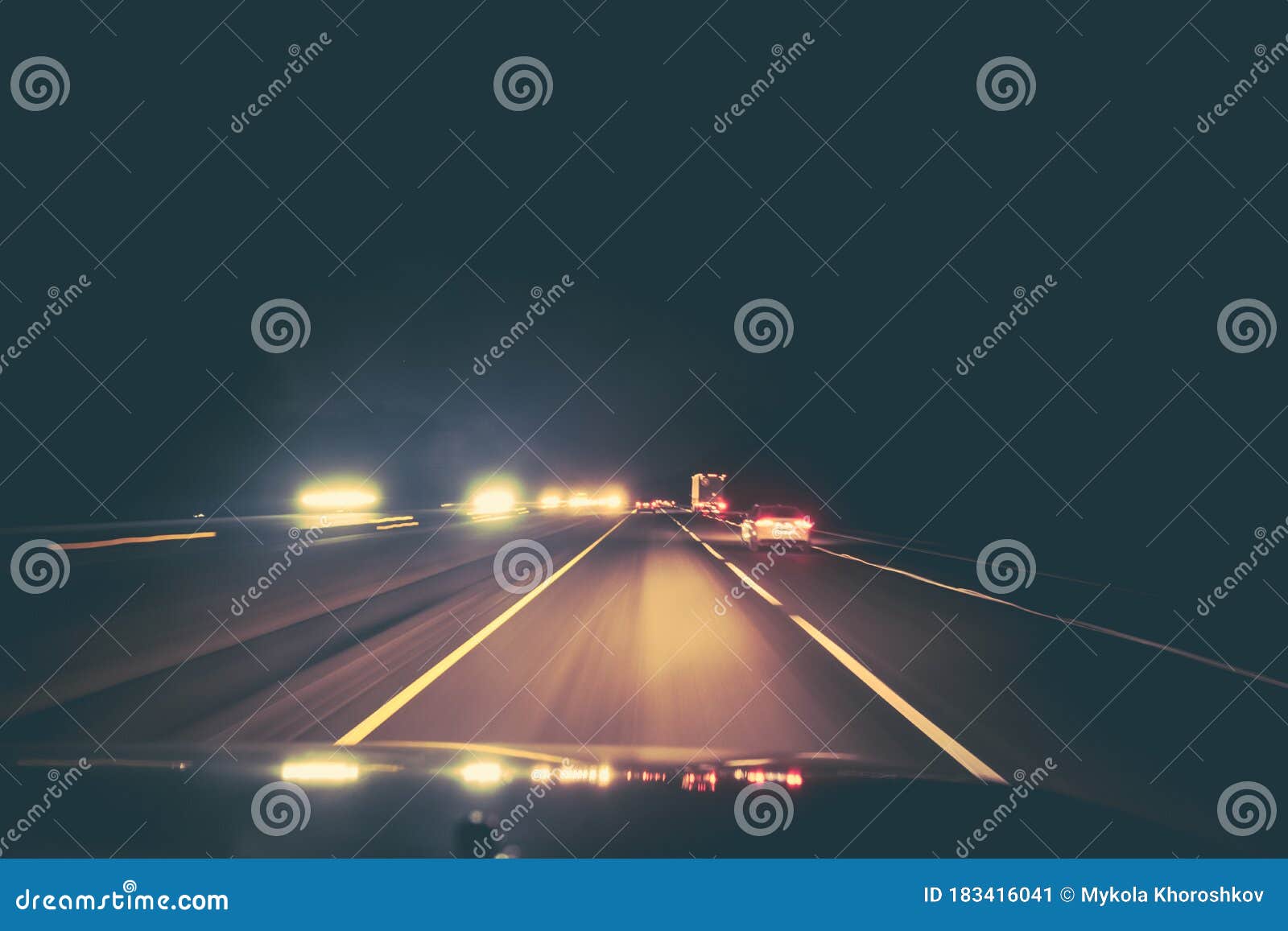 Fast Night Driving on Highway Stock Image - Image of rural, asphalt ...