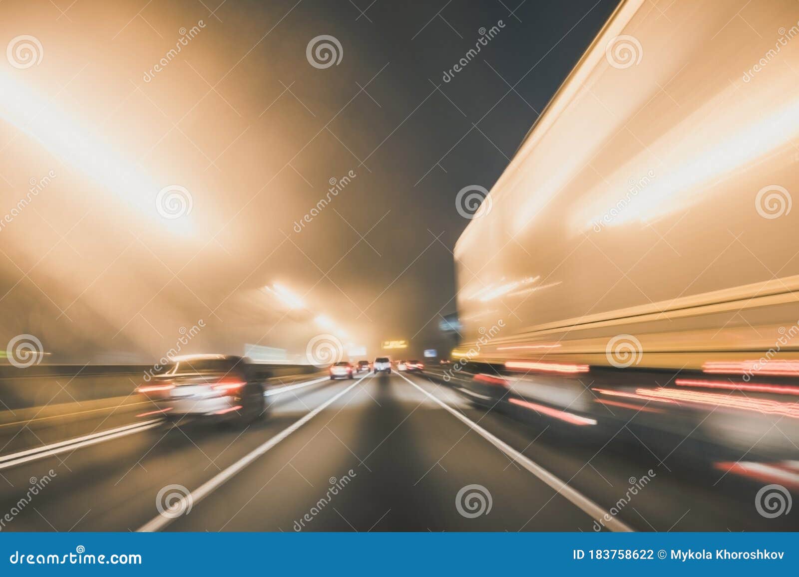 Fast Night Driving on Highway Stock Photo - Image of light, motion ...