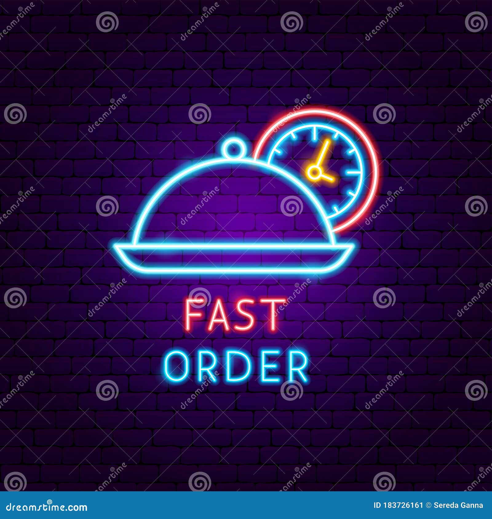 Fast Order Neon Label stock vector. Illustration of neon - 183726161